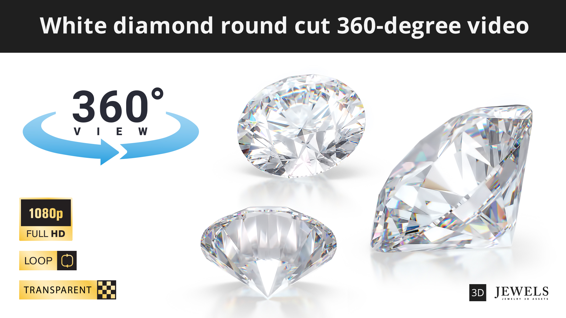 Diamond Round Cut 360 Rotate Video | 3DJewels - Jewelry Design Assets