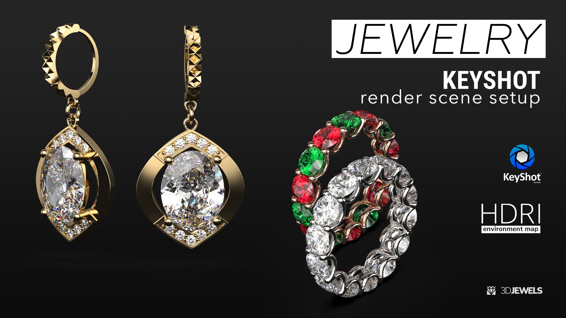KeyShot Jewelry 3D Render Black Scene Setup Pack3 | 3DJewels