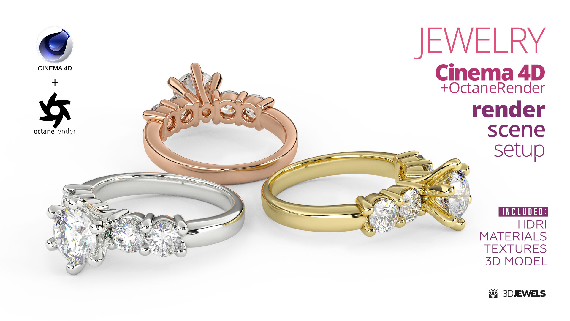 Jewelry 3D Render Scene Setup For Cinema 4D with Octane Render v2