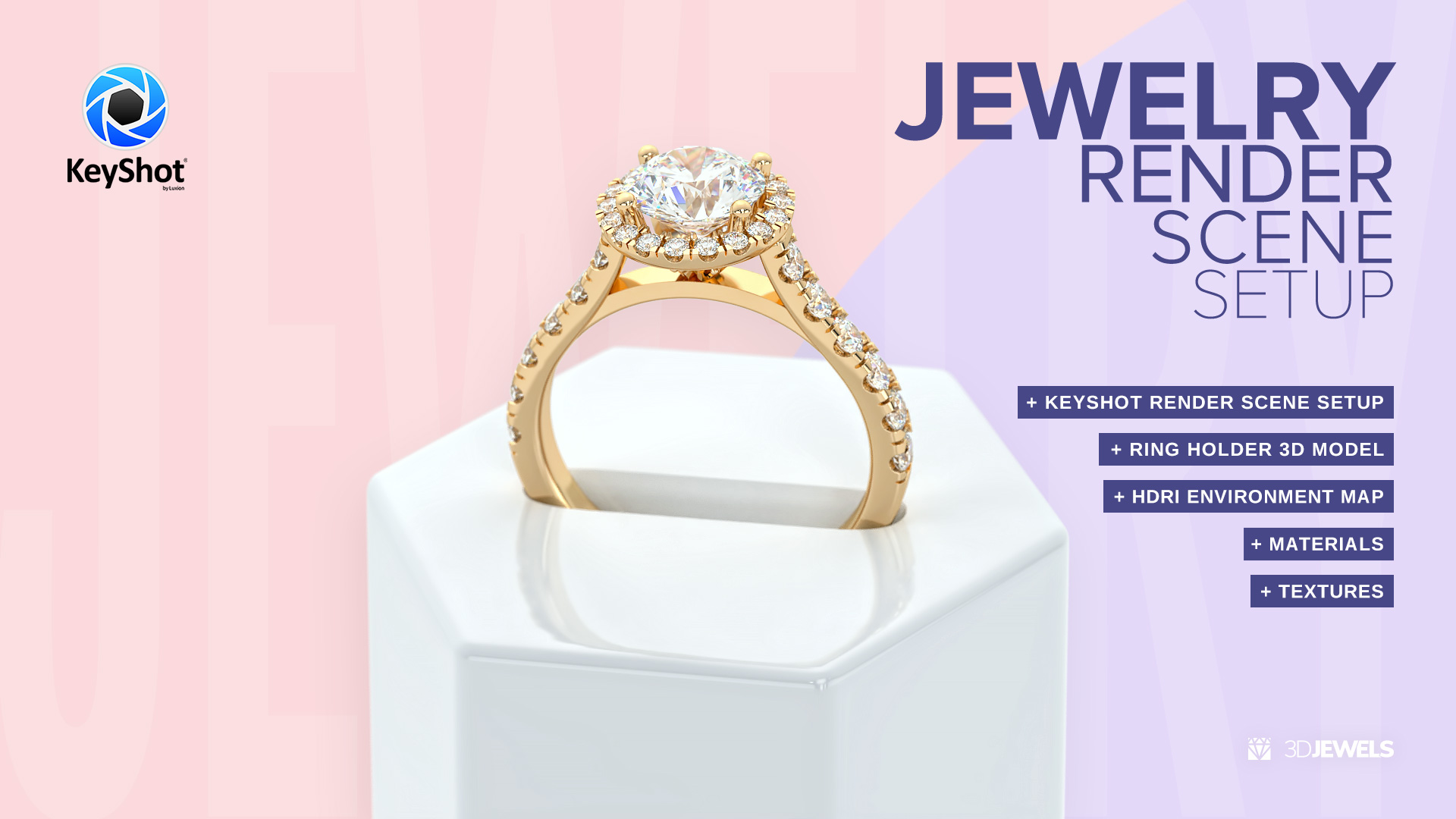 Jewelry Ring Holder 3D Model With KeyShot Rendering Scene Setup