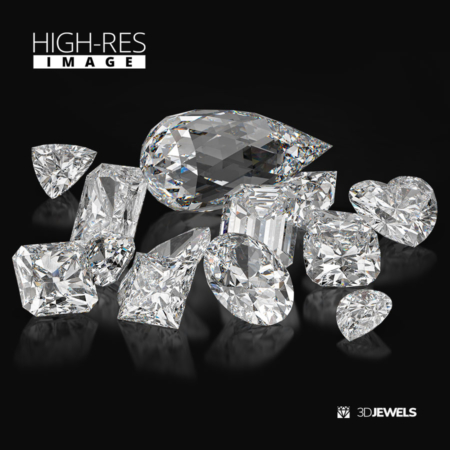 Different Cuts Diamonds High-res Images Pack 1 | 3DJewels