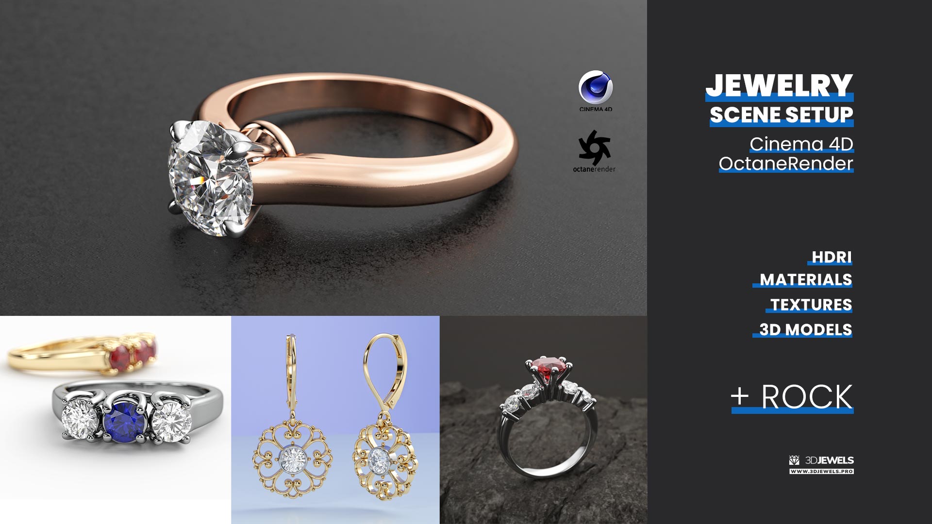 Scene Setups for Jewelry Rendering in Cinema 4D + OctaneRender Vol.3