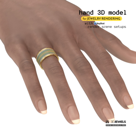 Female Hand 3D Model For Jewelry Rendering With KeyShot Scene Setup