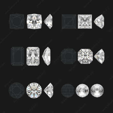 30 Gemstone Shapes 3D Models for Jewelry Design Pack3 | 3DJewels