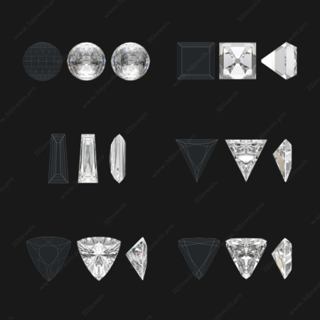 30 Gemstone Shapes 3D Models for Jewelry Design Pack3 | 3DJewels