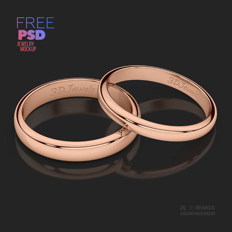 Wedding Jewelry Rings Engraved Logo Free PSD Mockup | 3DJewels
