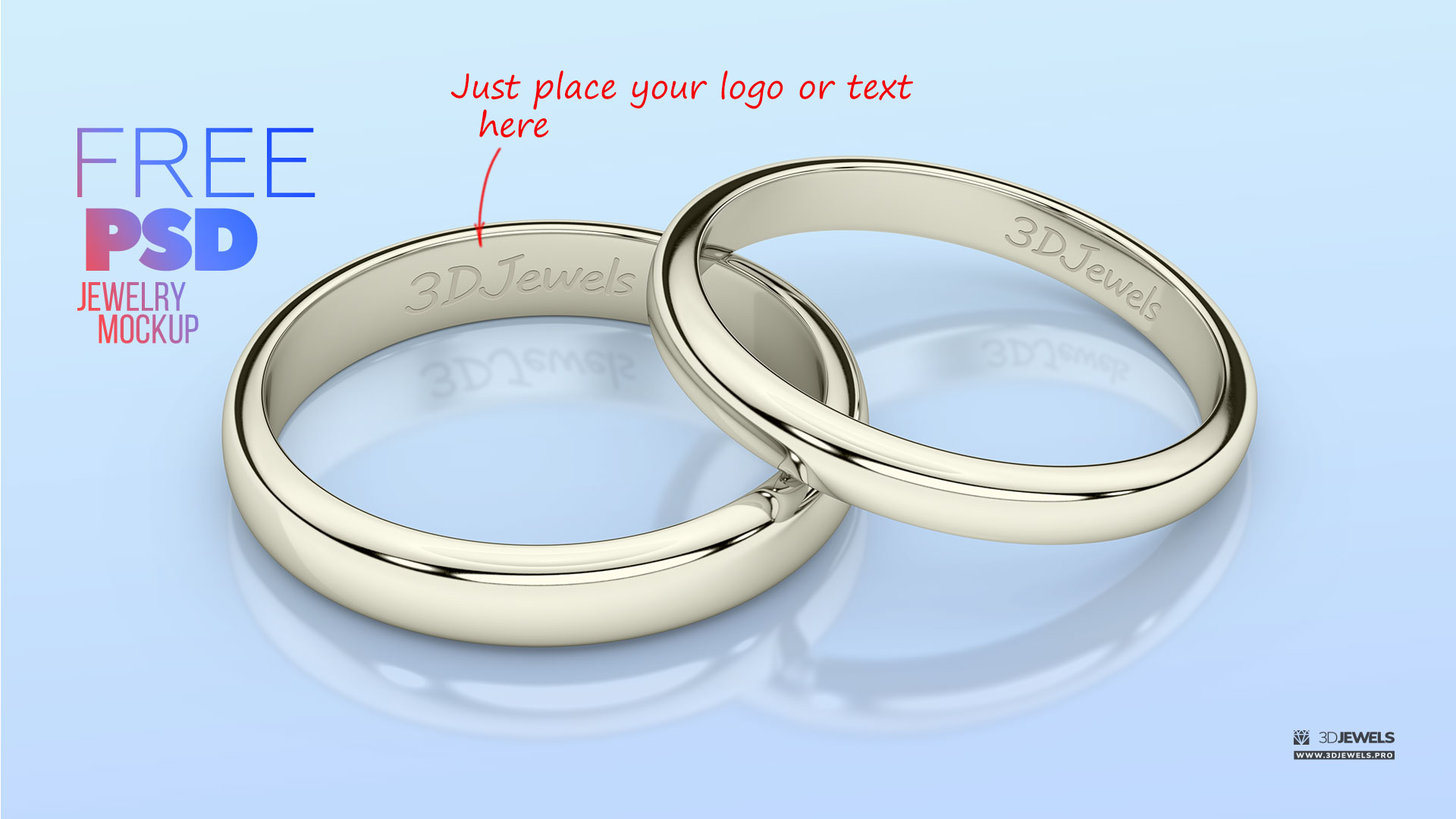 Wedding Jewelry Rings Engraved Logo Free PSD Mockup | 3DJewels