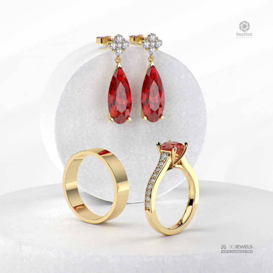 KeyShot Scene Setups with a Stand Display for Jewelry Rendering