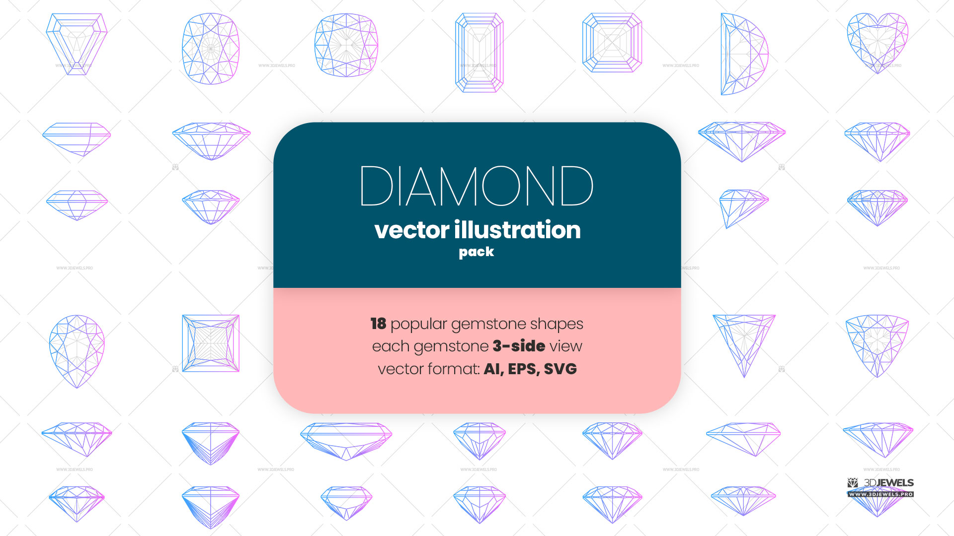Diamond Vector Illustration Pack | 3DJewels
