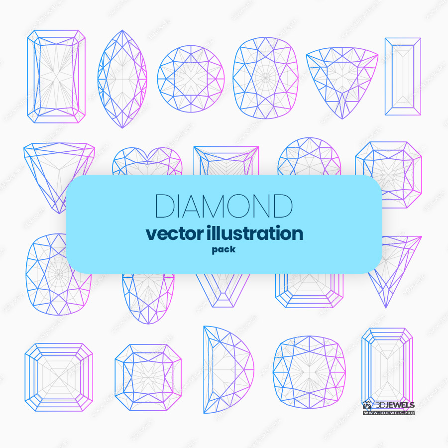 Diamond Vector Illustration Pack | 3DJewels