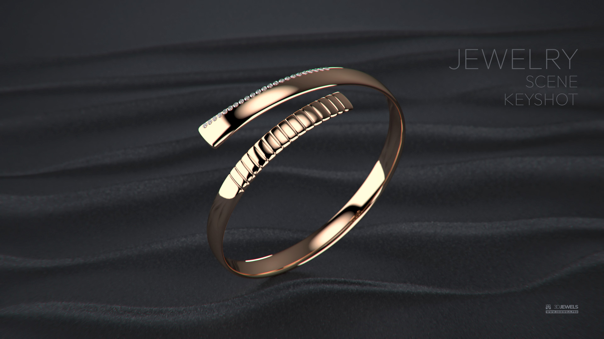 Jewelry Rendering Scene with Sand Waves for KeyShot | 3DJewels