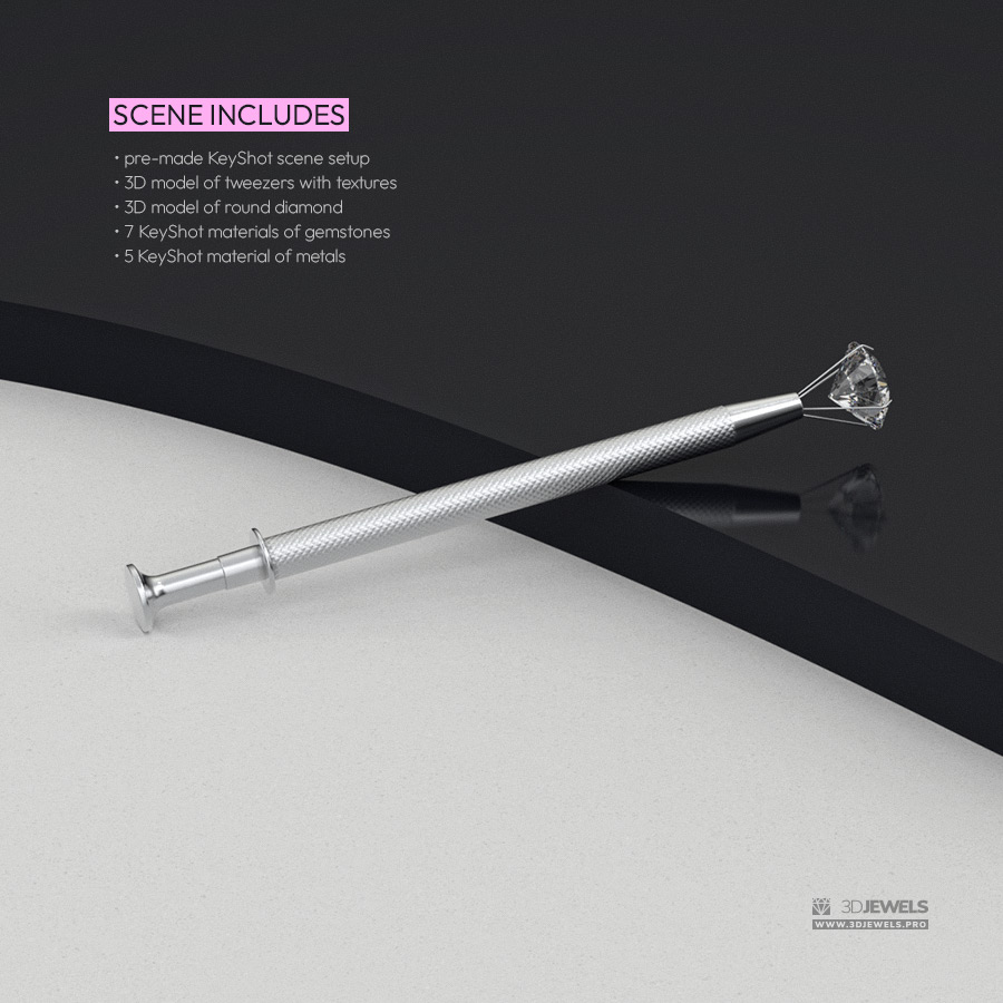 KeyShot Scene with Gemstone Holder for Jewelry Visualization | 3DJewels