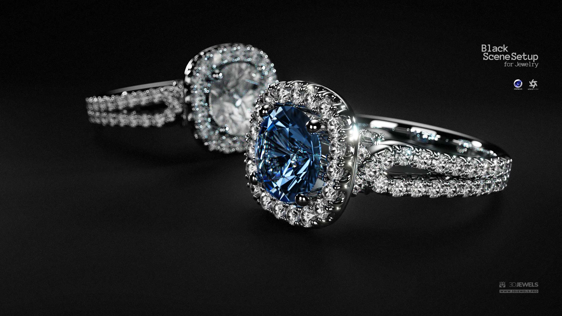 Dark Style Jewelry Rendering Scene Setups for Cinema 4D + Octane