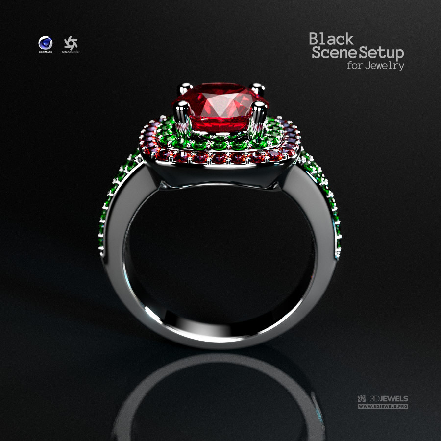 Dark Style Jewelry Rendering Scene Setups for Cinema 4D + Octane