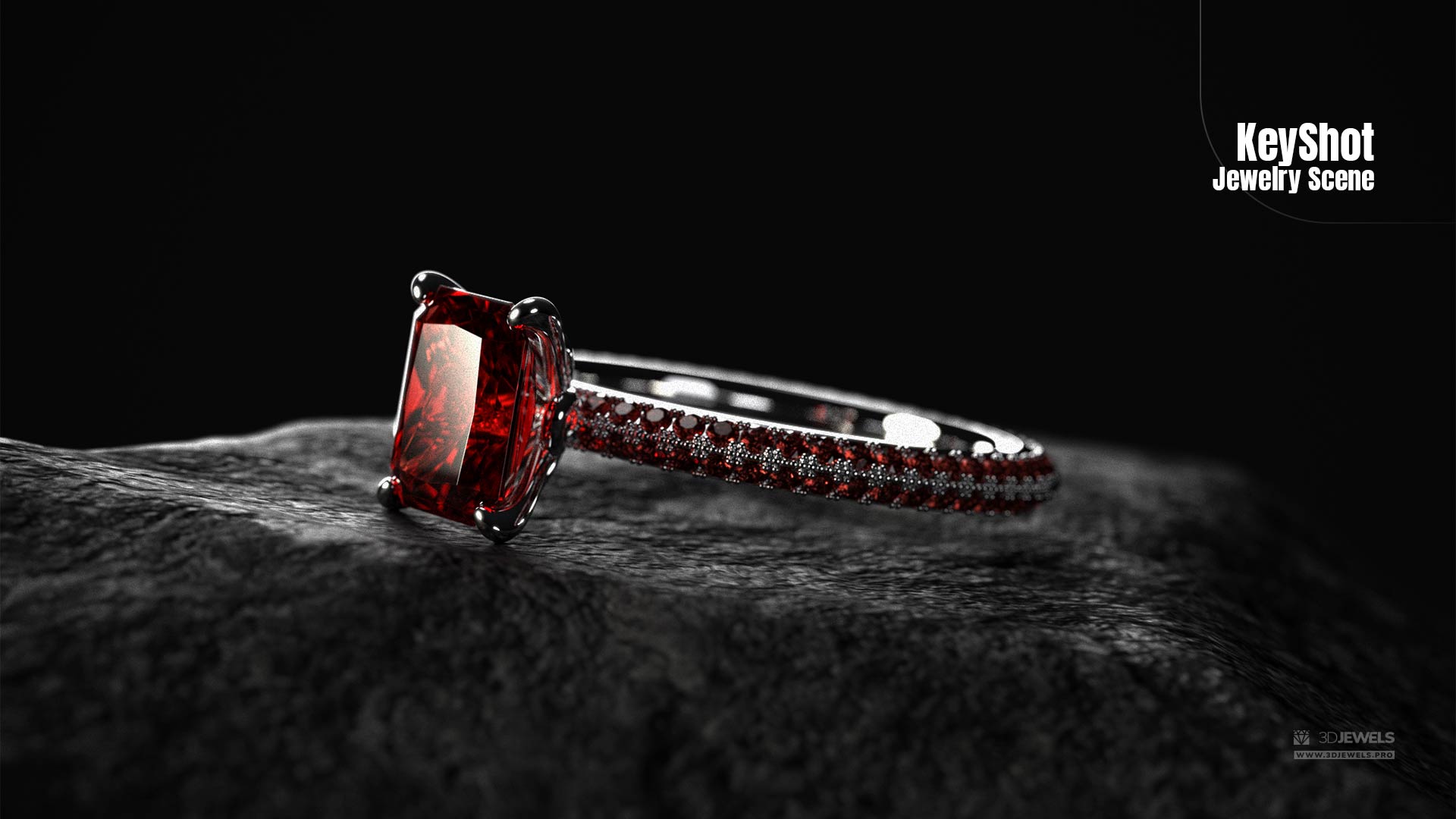 KeyShot Scene for Jewelry Rendering on Black Stone | 3DJewels